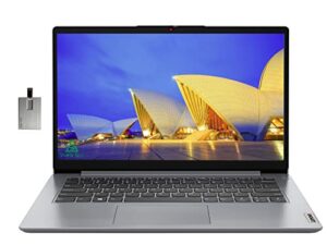 lenovo 2022 ideapad 1i 14″ hd laptop, intel celeron n4020 processor, 4gb ram, 64gb emmc flash memory, intel hd graphics 500, hd webcam, stereo speakers, cloud grey, windows 11s, 128gb usb card