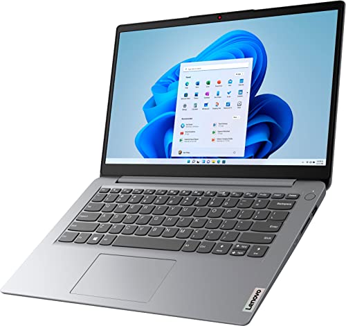 Lenovo 2022 Ideapad 1i 14" HD Laptop, Intel Celeron N4020 Processor, 4GB RAM, 64GB eMMC Flash Memory, Intel HD Graphics 500, HD Webcam, Stereo Speakers, Cloud Grey, Windows 11S, 128GB USB Card