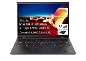 lenovo thinkpad x1 carbon gen 9 thin light laptop, 14″ wuxga 16:10 ips 400nits, i7-1165g7 4.70ghz, intel iris xe, wi-fi 6, thunderbolt 4, backlit kb, win11 pro, w/accessories (16gb ram | 1tb pcie ssd)