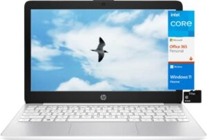 hp stream 11 laptop, intel quadcore celeron n4120, 4 gb ram, 64 gb storage, 11.6” hd anti-glare display, windows 11, long battery life, thin & portable, includes 1-year microsoft 365, titac card