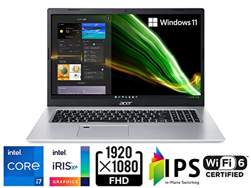 Acer Aspire 5 A517-52-75N6 Laptop | 17.3" Full HD IPS Display | 11th Gen Intel Core i7-1165G7 | Intel Iris Xe Graphics | 16GB DDR4 | 512GB SSD | WiFi 6 | Fingerprint Reader | BL Keyboard | Windows 11