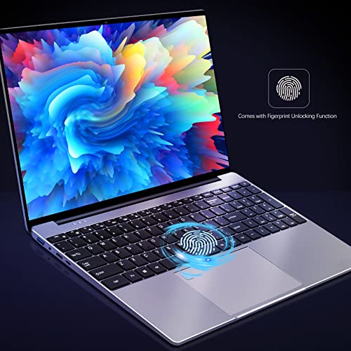 VGKE F15 Windows 11 Laptop with Fingerprint Reader, 15.6" Full HD 1920*1080 IPS, Intel Celeron N5100 Processor Quad-Core, 12GB RAM LPDDR4, 256GB SSD, Full Size Backlit Keyboard