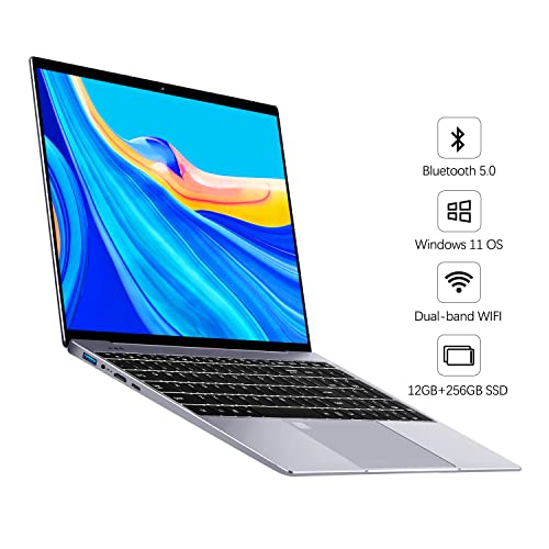 VGKE F15 Windows 11 Laptop with Fingerprint Reader, 15.6" Full HD 1920*1080 IPS, Intel Celeron N5100 Processor Quad-Core, 12GB RAM LPDDR4, 256GB SSD, Full Size Backlit Keyboard