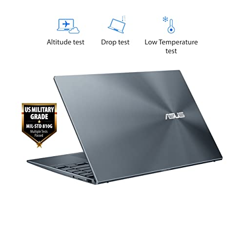 ASUS ZenBook 14 Ultra-Slim Laptop 14” FHD Display, AMD Ryzen 5 5600H CPU, Radeon Vega 7 Graphics, 8GB RAM, 512GB PCIe SSD, NumberPad, Windows 11 Home, Pine Grey, UM425QA-EH51