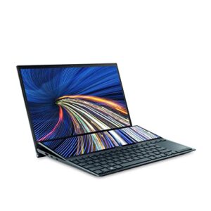 asus zenbook duo 14 ux482 14” fhd touch display, intel evo platform, core i5-1155g7, 8gb ram, 512gb pcie ssd, screenpad plus, windows 11 home, wifi 6e, celestial blue, ux482ear-eh51t