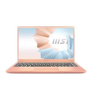 msi modern 14 professional laptop: 14″ ips-level thin bezel display,intel core i7-1165g7, iris xe, 8gb, 512gbssd, win10, beige mousse(b11mo-242)