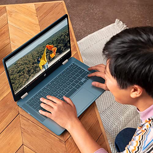 HP Newest Laptop X360 14a Chromebook 14" HD Touchscreen, Intel Quad Core N4120, 4GB DDR4 64GB eMMC WiFi HD Webcam Stereo Speakers Bluetooth 5.0 FD Pen Forest Teal