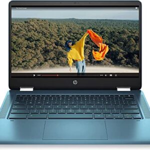 HP Newest Laptop X360 14a Chromebook 14" HD Touchscreen, Intel Quad Core N4120, 4GB DDR4 64GB eMMC WiFi HD Webcam Stereo Speakers Bluetooth 5.0 FD Pen Forest Teal