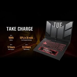 ASUS TUF Gaming A17 (2022) Gaming Laptop, 17.3” 144Hz FHD IPS-Type Display, AMD Ryzen 7 6800H CPU, GeForce RTX 3060 GPU, 16GB DDR5, 512GB PCIe SSD, Wi-Fi 6, Windows 11 Home, Mecha Gray, FA707RM-ES73