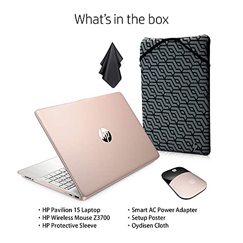 HP Pavilion Laptop (2021 Latest Model), AMD Athlon 3050U Processor, 16GB RAM, 256GB SSD, Long Battery Life, Webcam, HDMI, Bluetooth, WiFi, Rose Gold, Win 10 (Renewed)