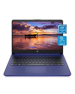 hp 14 laptop, intel celeron n4020, 4 gb ram, 64 gb storage, 14-inch hd touchscreen, windows 10 home, thin & portable, 4k graphics, one year of microsoft 365 (14-dq0050nr, 2021, indigo blue)