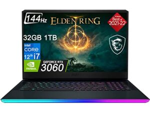 msi ge76 raider 17.3″ 144hz (ddr5 32gb ram, 1tb pcie ssd, intel 12th gen i7-12700h, geforce rtx 3060 6gb) fhd thin bezel gaming laptop, thunderbolt 4, webcam, rgb backlit keyboard, wifi 6, win 11 home