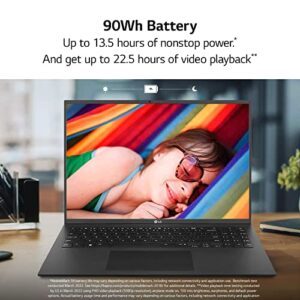 LG gram (2022) 16Z90Q Ultra Lightweight Laptop, 16" (2560 x 1600) IPS Display, Intel i7 1260P CPU, NVIDIA RTX2050 GPU, 32GB RAM, 2TB NVMe SSD, FHD Webcam, WiFi 6E, Thunderbolt 4, Windows 11 Pro, Black