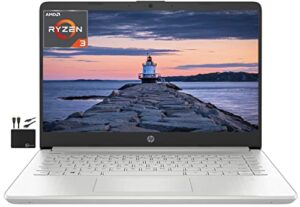 hp 2022 newest 14” hd laptop computer, amd ryzen 3 3250u (upto 3.5ghz, beat i5-7200u), 8gb ram, 128gb ssd, hd webcam, wifi, bluetooth, hdmi, usb-a&c, 10+ hours battery, win 11 s+marxsolcables