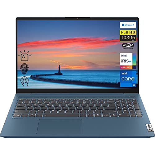 Lenovo IdeaPad 5i Laptop, 15.6" FHD (1920 x1080) Touchscreen Display, Intel Core i7-1165G7, 12GB RAM, 1TB PCIe SSD, HDMI, WiFi 6, Backlit Keyboard, Fingerprint Reader, Windows 11 Home