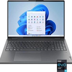 Lenovo Yoga 7i 16 inch 2.5K Touchscreen (2560 x 1600) 2-in-1 Convertible Laptop Computer, Intel Evo Platform, Core i5-1240P, 8GB Memory, 256GB SSD, Backlit Keyboard, Storm Grey