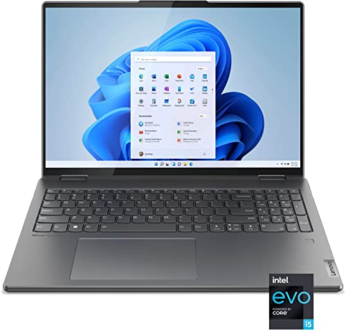 Lenovo Yoga 7i 16 inch 2.5K Touchscreen (2560 x 1600) 2-in-1 Convertible Laptop Computer, Intel Evo Platform, Core i5-1240P, 8GB Memory, 256GB SSD, Backlit Keyboard, Storm Grey