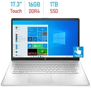 HP 17.3" Diagonal HD+ Touchscreen Display, AMD Ryzen 3 3250u, 16GB DDR4, 1TB SSD, AMD Radeon Graphics, HD Webcam, WiFi 6, HDMI, Bluetooth, 1-Year 365 Office, W10 Home, Mazepoly Accessories