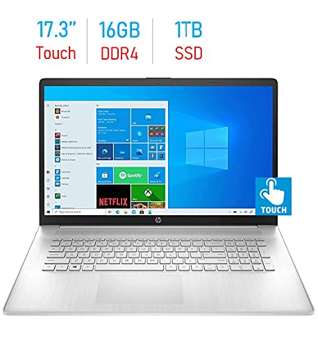 HP 17.3" Diagonal HD+ Touchscreen Display, AMD Ryzen 3 3250u, 16GB DDR4, 1TB SSD, AMD Radeon Graphics, HD Webcam, WiFi 6, HDMI, Bluetooth, 1-Year 365 Office, W10 Home, Mazepoly Accessories