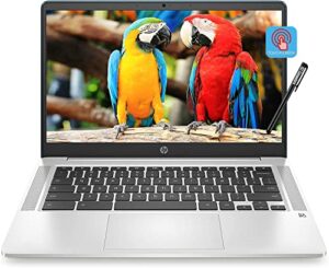 hp chromebook 14a 14″ hd touchscreen (4gb ram, 128gb emmc, intel dual-core celeron n4020, uhd graphics), home & education laptop, webcam, type-c, stylus pen, chrome os (forest teal) (renewed)