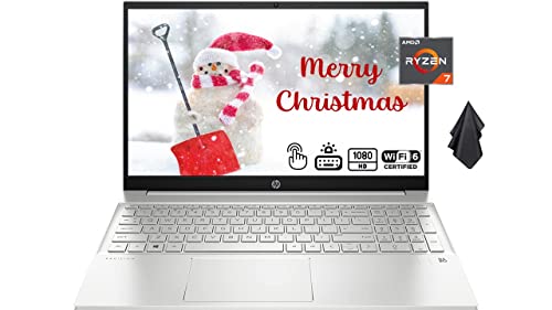 HP Pavilion 15.6" FHD Touchscreen Laptop, AMD Ryzen 7-5825U Processor (Beat i7-1180G7),32GB RAM, 1TB PCIe SSD, Wi-Fi 6, Backlit Keyboard, HDMI, Webcam, Bluetooth, Windows 11 Home, Silver