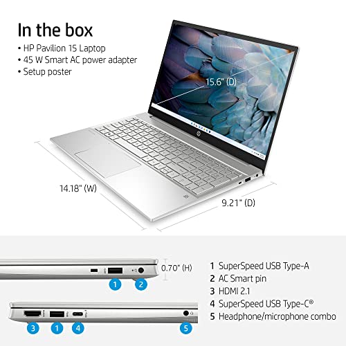 HP Pavilion 15.6" FHD Touchscreen Laptop, AMD Ryzen 7-5825U Processor (Beat i7-1180G7),32GB RAM, 1TB PCIe SSD, Wi-Fi 6, Backlit Keyboard, HDMI, Webcam, Bluetooth, Windows 11 Home, Silver