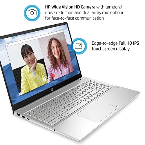 HP Pavilion 15.6" FHD Touchscreen Laptop, AMD Ryzen 7-5825U Processor (Beat i7-1180G7),32GB RAM, 1TB PCIe SSD, Wi-Fi 6, Backlit Keyboard, HDMI, Webcam, Bluetooth, Windows 11 Home, Silver