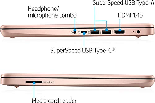 2022 HP Stream 14in laptop, Intel Celeron N4020 Dual-Core Processor, 4GB DDR4 Memory, 128GB storage (64GB eMMC+64GB card),HDMI,WiFi,Webcam,Bluetooth,1-Year Microsoft 365,Win10 S, Rose Gold (Renewed)