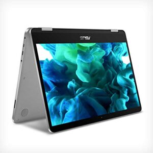 asus vivobook flip 14 thin and light 2-in-1 laptop, 14” hd touchscreen, intel celeron n4020 cpu, 4gb ram, 128gb storage, windows 10 home s, microsoft 365, light grey, tpm, fingerprint, j401ma-ps04t