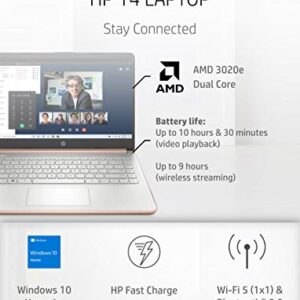 HP - 14-fq0060nr 14 Laptop, AMD 3020e, 4 GB RAM, 64 GB eMMC Storage, 14-inch HD Touchscreen, Windows 10 Home in S Mode, Long Battery Life, Microsoft 365, (14-fq0060nr, 2020) Pale Rose Gold