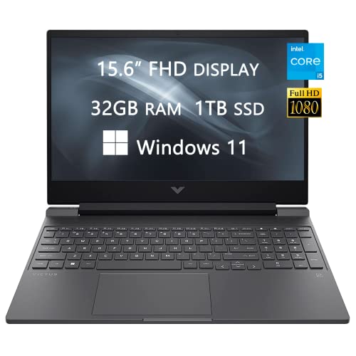 2022 Newest HP Victus Laptops, 15.6 inch FHD Computer, Intel Core i5-12450H, NVIDIA GeForce GTX 1650, 32GB RAM, 1TB SSD, Backlit Keyboard, Ethernet, Webcam, Bluetooth,Windows 11, LIONEYE HDMI Cable