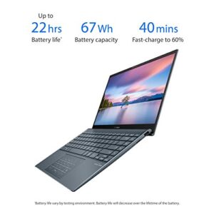 ASUS ZenBook 13 Ultra-Slim Laptop, 13.3” FHD NanoEdge Bezel Display, Intel Core i7-1065G7, 8GB LPDDR4X RAM, 512GB PCIe SSD, NumberPad, Thunderbolt, Wi-Fi 6, Windows 10 Home, Pine Grey, UX325JA-DB71