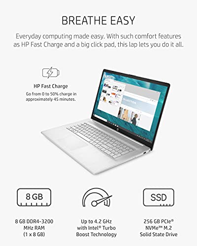 HP 17 Laptop, 11th Gen Intel Core i5-1135G7, 8 GB RAM, 256 GB SSD Storage, 17.3-inch HD+ Display, Windows 10 Home, Anti-glare Screen, Long Battery Life, Web-cam & Dual Mics (17-cn0021nr, 2021)