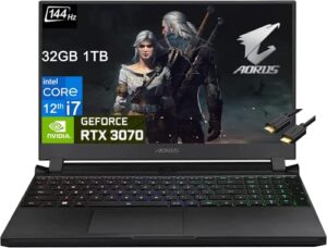 gigabyte aorus 5 se4 15.6″ fhd 144hz (intel 12th gen i7-12700h, 32gb ram, 1tb ssd, geforce rtx 3070 8gb) thin bezel, ips 3a gaming laptop, thunderbolt 4, rgb backlit keyboard, ist cable, win 11 home