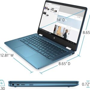 HP Newest X360 2-in-1 Chromebook 14" HD Touchscreen Laptop, Intel Celeron N4000(Up to 2.8GHz), 4GB DDR4 RAM, 320GB Space(64GB eMMC+256GB Card), WiFi, Webcam, USB Type-C, Chrome OS, Forest Teal JVQ MP