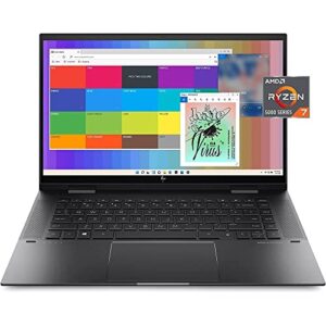 HP [Windows 11 Pro] 2022 Envy x360 15 2-in-1 Business Laptop, 15.6" FHD Touchscreen, Octa-Core AMD Ryzen 7 5700U (Beat i7-1165G7), 32GB DDR4 RAM, 1TB PCIe SSD, WiFi 6, BT 5.2, BROAG 64GB Flash Drive