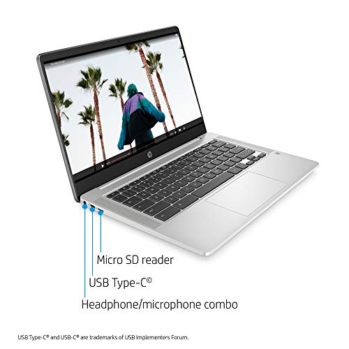 HP Chromebook 14 - 14" HD Non-Touch Intel Pentium Silver N5000, Intel UHD Graphics 605, 4GB RAM, 64GB eMMC, WiFi, Bluetooth, Audio by B&O, Chrome OS (Renewed)