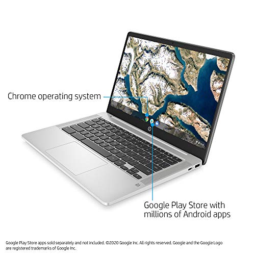 HP Chromebook 14 - 14" HD Non-Touch Intel Pentium Silver N5000, Intel UHD Graphics 605, 4GB RAM, 64GB eMMC, WiFi, Bluetooth, Audio by B&O, Chrome OS (Renewed)