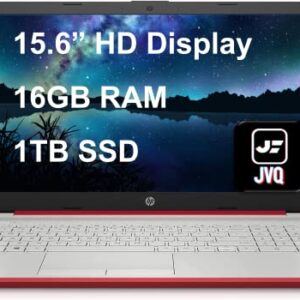 HP Laptop, 15.6" HD Display, Intel Pentium Silver N5030 4 Cores Processor, 16GB DDR4 RAM, 1TB SSD, SD Card Reader, 1-Year Office365 Subscription, HDMI, Wi-Fi, RJ-45, USB-C, Windows OS, Red, JVQ MP