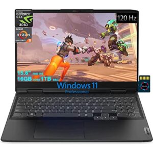 lenovo ideapad gaming 3 15 laptop | 15.6″ full hd ips 120hz (freesync) | amd 6-core ryzen 5 6600h | 16gb ddr5 1tb ssd | geforce rtx 3050 4gb graphic | backlit usb-c hdmi win11pro + 32gb microsd card