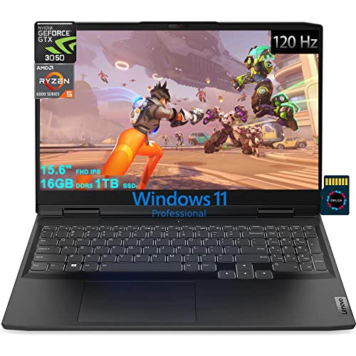 Lenovo IdeaPad Gaming 3 15 Laptop | 15.6" Full HD IPS 120Hz (FreeSync) | AMD 6-core Ryzen 5 6600H | 16GB DDR5 1TB SSD | GeForce RTX 3050 4GB Graphic | Backlit USB-C HDMI Win11Pro + 32GB MicroSD Card