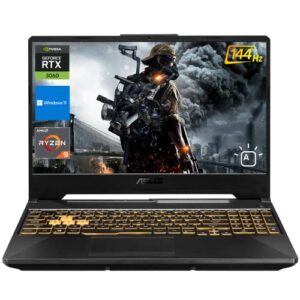 asus tuf a15 gaming laptop, 15.6″ fhd 144hz screen, amd ryzen 9 5900hx, geforce rtx 3060, 32gb ram, 2tb ssd, webcam, rgb backlit keyboard, hdmi, rj-45, type-c, wi-fi 6, windows 11 home