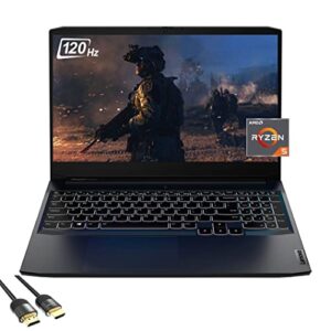 2022 lenovo ideapad gaming 3 laptop, 15.6” fhd 120hz, amd 6-core ryzen 5 5600h (beat i9-10980hk), geforce rtx 3050ti, 16gb ram, 1tb pcie ssd, wifi 6, backlit, sps hdmi 2.1 cable, win 11 shadow black