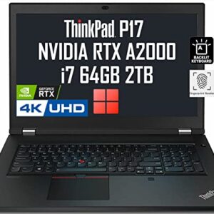 ThinkPad P17 Gen 2 17.3" 4K UHD (Intel 8-Core i7-11800H, 64GB RAM, 2TB PCIe SSD, RTX A2000 4GB Graphics) IPS Mobile Workstation Laptop, 2 x Thunderbolt 4, Backlit Keyboard, Fingerprint, Win 11 Pro