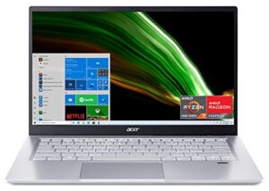 acer swift 3 thin & light laptop | 14″ full hd ips 100% srgb display | amd ryzen 7 5700u octa-core processor | 8gb lpddr4x | 512gb nvme ssd | wifi 6 | backlit kb | fpr | amazon alexa | sf314-43-r2yy