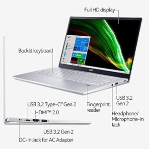 Acer Swift 3 Thin & Light Laptop | 14" Full HD IPS 100% sRGB Display | AMD Ryzen 7 5700U Octa-Core Processor | 8GB LPDDR4X | 512GB NVMe SSD | WiFi 6 | Backlit KB | FPR | Amazon Alexa | SF314-43-R2YY