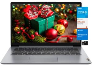 lenovo ideapad 1i 14 laptop, 14.0″ hd display, intel celeron dualcore n4020, 4gb ram, 96gb storage ( 64gb emmc + 32gb card), 1-year microsoft 365, wifi 6, long battery life, win 11, titac card