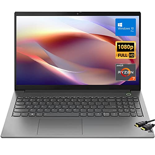 Lenovo New ThinkBook 15 G3 15.6" Full HD Notebook Laptop , AMD Octa-Core (8 Core) Ryzen 7 5700U (Beat i7-1260P), 24GB DDR4 RAM, 2048GB SSD, Fingerprint, HDMI Cable, Windows 10 Pro, Mineral Gray