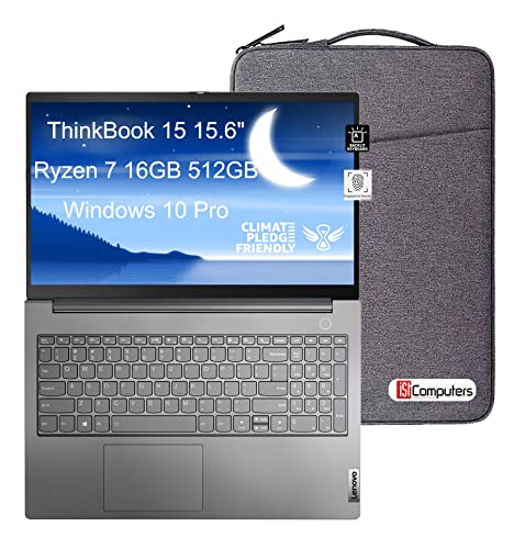 Lenovo ThinkBook 15 Gen 3 ACL 15.6" FHD (AMD 8-Core Ryzen 7 5700U (Beat i7-1165G7), 16GB RAM, 512GB SSD) Business Laptop, Anti-Glare, Backlit, Fingerprint, Webcam, IST Bag, Win 10 Pro / Win 11 Pro