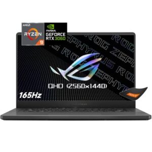 asus rog zephyrus g15 15.6″ 165hz qhd (2560×1440) slim gaming laptop, 8 cores amd ryzen 9 5900hs, geforce rtx 3060, 100% dci-p3 pantone, rgb backlit kb, wi-fi 6 (40gb ram | 2tb pcie ssd)